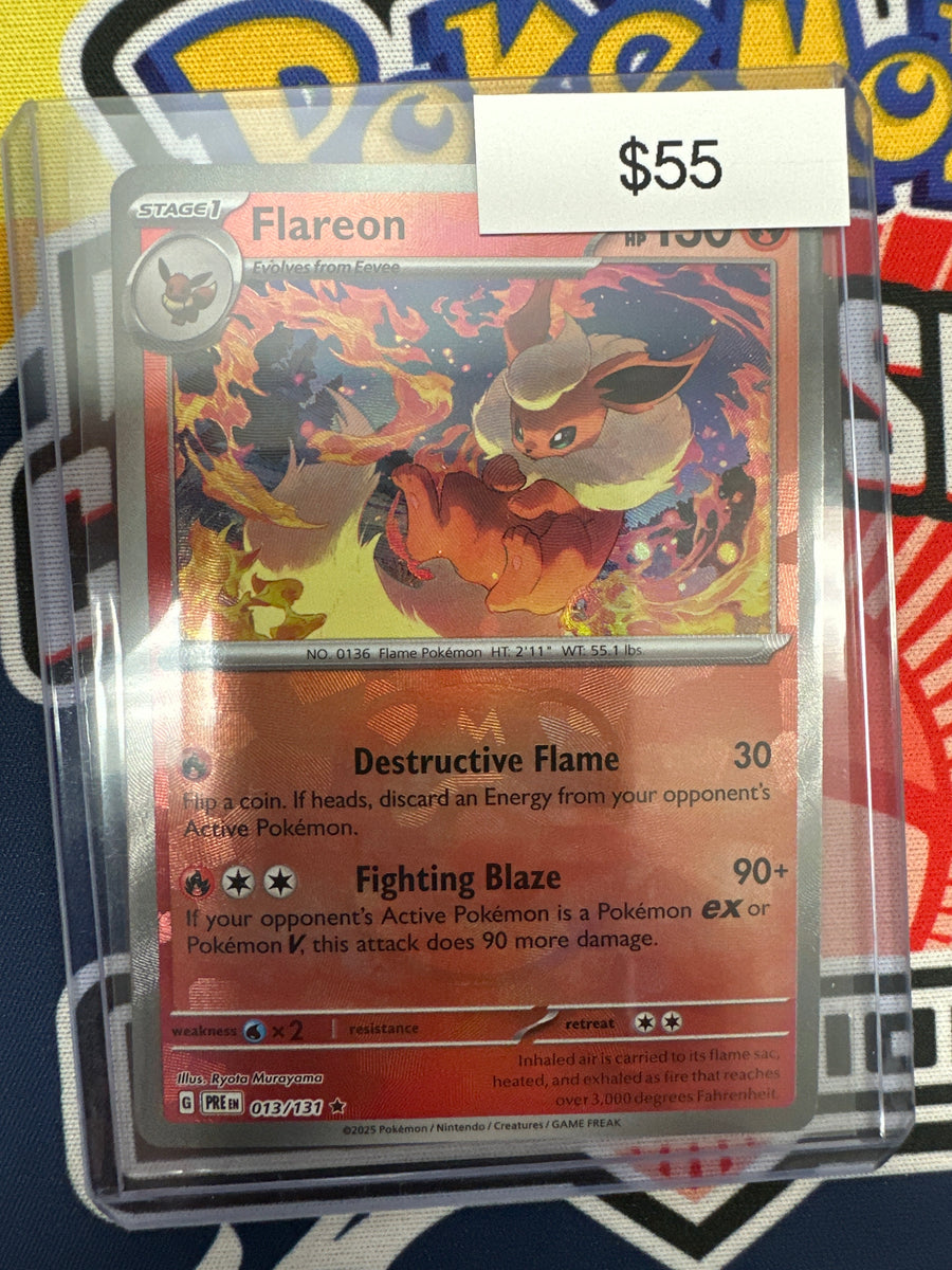 Pokemon Prismatic Evolutions Masterball Holo Flareon 013/131 – Grail ...